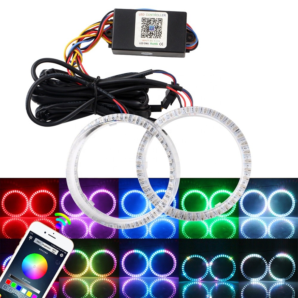 80MM RGB Colorful Car 95MM Bluetooth Fog Lights